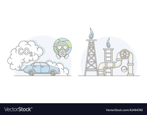 Environmental Pollution Set Co2 Emissions Vector Image