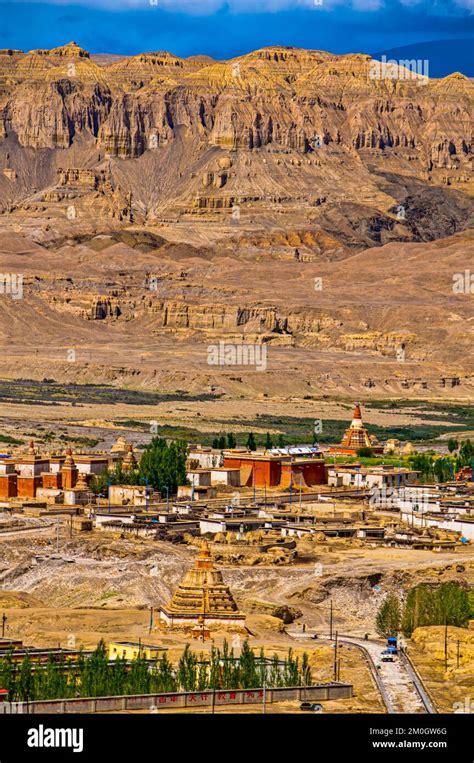 Overlook Over The Fertile Valley Of The Kingdom Of Guge Western Tibet