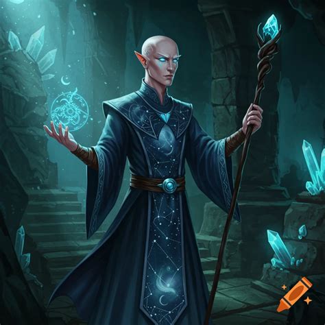 Astral Elf With Shaved Head In Spelljammer Dungeons And Dragons Setting