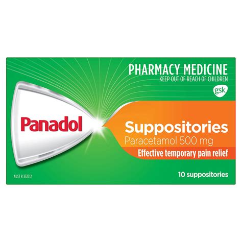 Panadol Suppositories Paracetamol 500mg 10 Suppositories Limit Of One