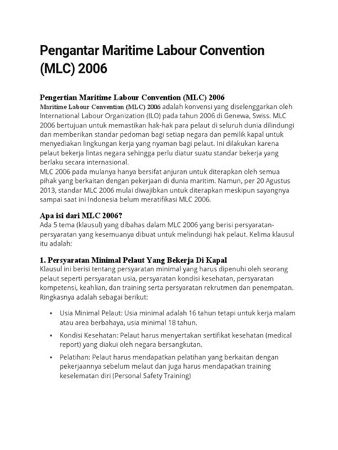 Mlc Maritime Labour Convention Pdf
