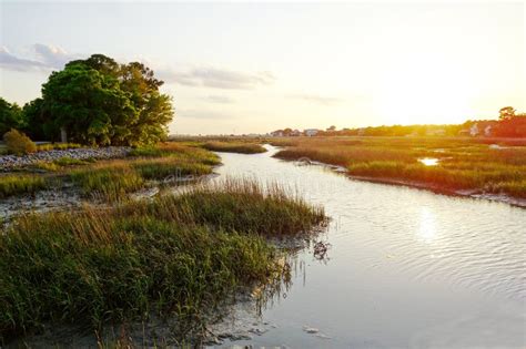 View Of The Marsh Waterways In The Low Country Near Charleston Sc At