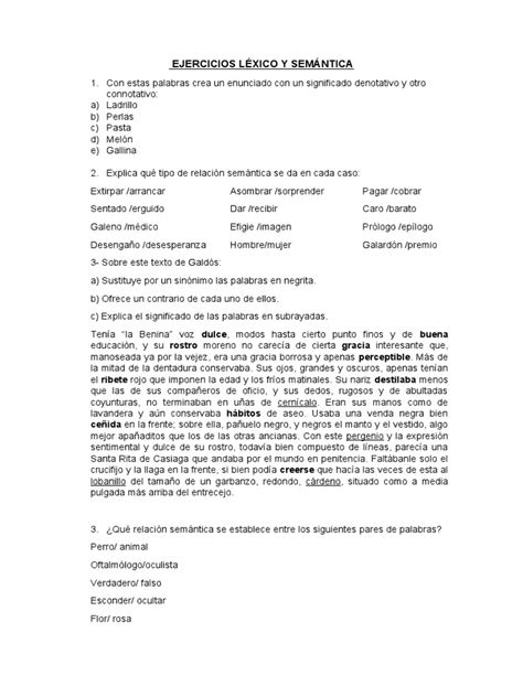 Ejercicios Léxico Y Semántica Pdf