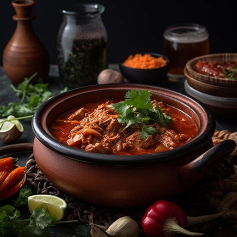 Premium Ai Image Closeup Shot Of Guatemalan Pepian With Rice And Salad