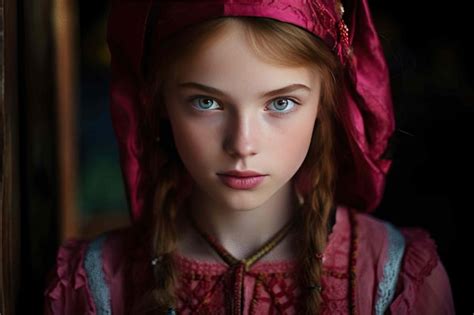 Premium Ai Image Young Lady Wearing Traditional Cerise Clothing