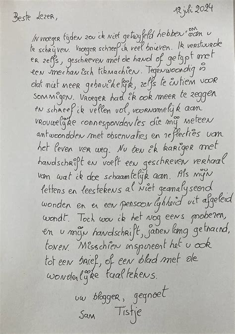 Een Handgeschreven Brief Autisme En Correspondentie Tistje