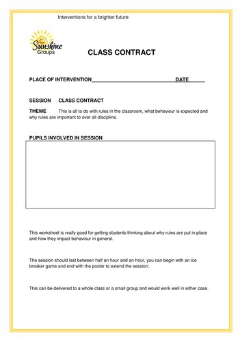 Class Contract Teaching Resources Class Contract Teaching Resources