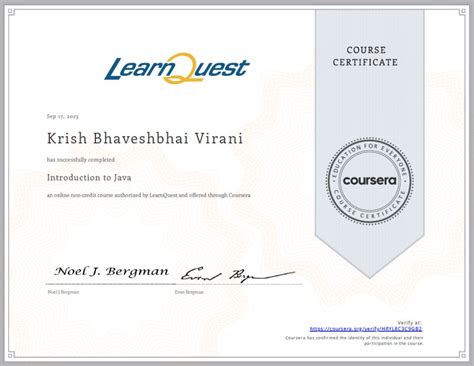 Krish Virani On Linkedin Excited To Share That I Have Completed The Introduction To Java