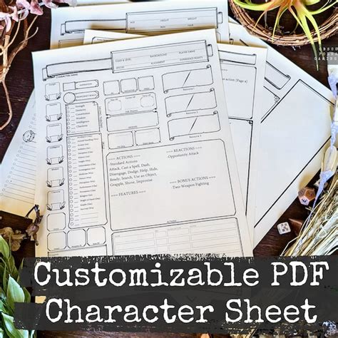 Fillable Pdf 5e Character Sheet Etsy