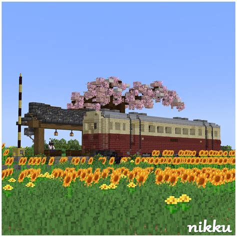 Minecraft Train With Flowers