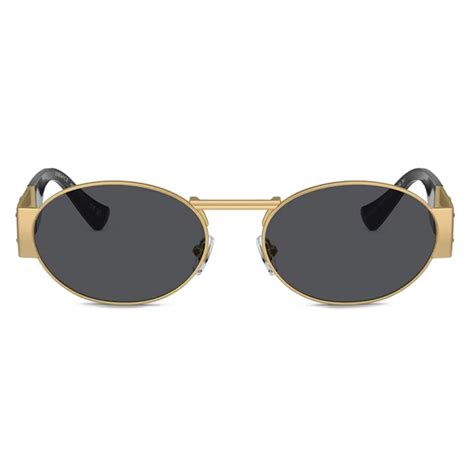 Versace Medusa Deco Oval Sunglasses Gold Dark Gray Sunglasses