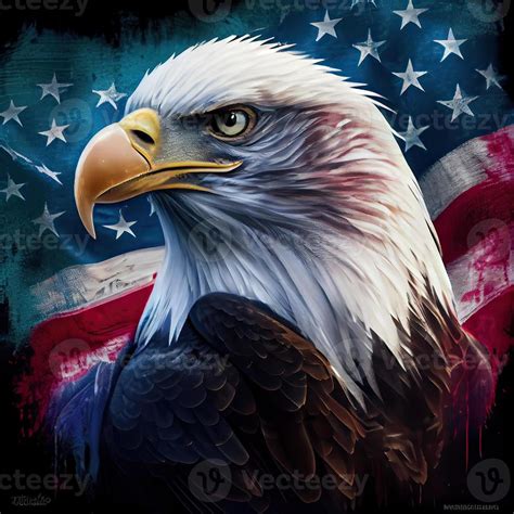 Eagle And Usa Flag National Poster American Bald Eagle A Symbol Of