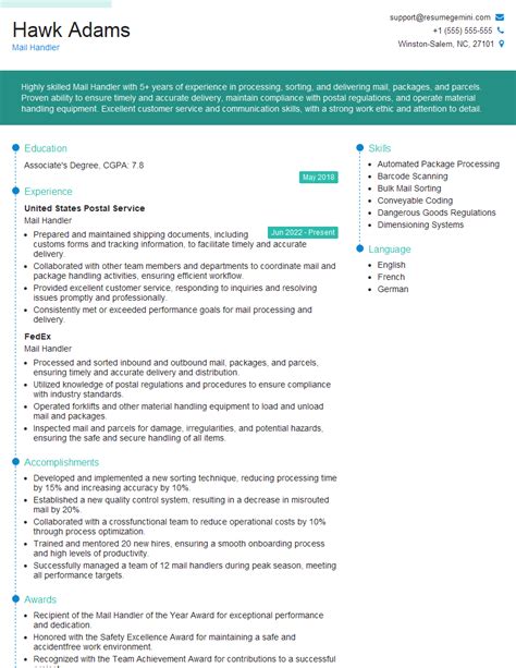 Top 10 Questions For Mail Handler Interview Resumegemini Online Resume Builder