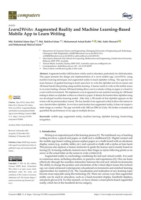 Learn2write Augmented Reality And Machine Learning Based Mobile App To Learn Writing Researchback