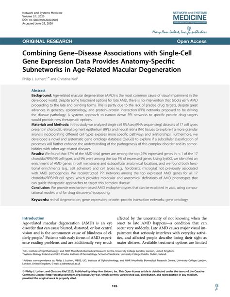 Pdf Combining Genedisease Associations With Single Cell Gene Expression Data Provides Anatomy