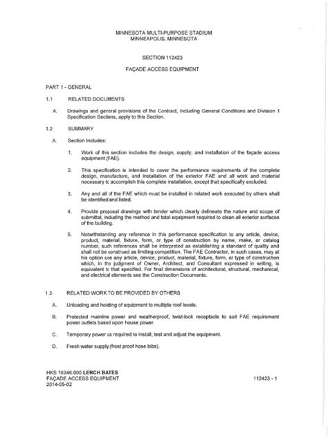 Specification 112423 Facade Access Equipment Pdf