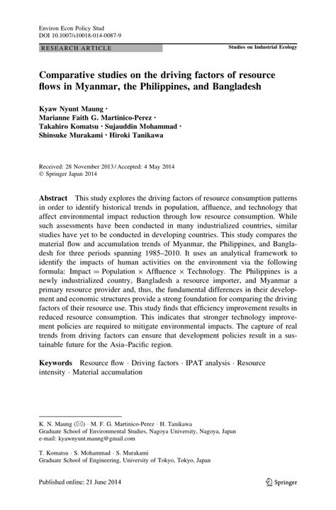 Pdf A Comparative Study On Assessment Of Economy Wide Material Flow