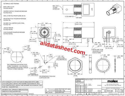 73101 0401 Datasheetpdf Molex Electronics Ltd