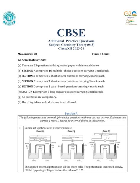 Cbse Class 12 Chemistry Additional Practice Question Papers 2023 24