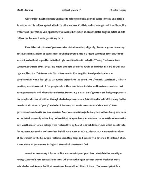 Essay 1 Political Science Oligarchy Democracy