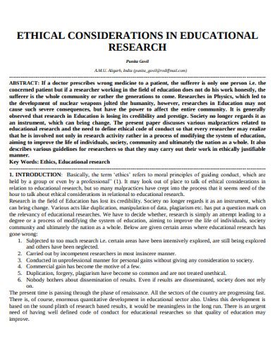 Educational Research Ethics 10 Examples Pdf