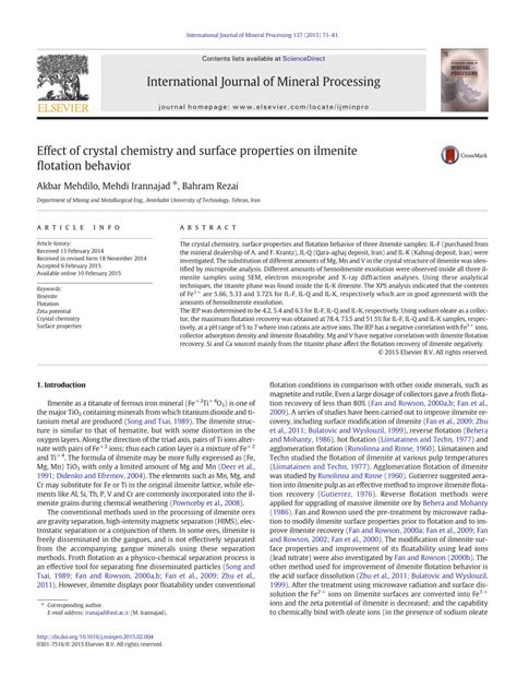 Pdf Effect Of Crystal Chemistry And Surface Properties On Ilmenite