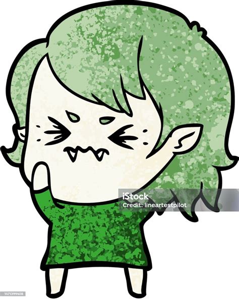 Gadis Vampir Kartun Kesal Ilustrasi Stok Unduh Gambar Sekarang