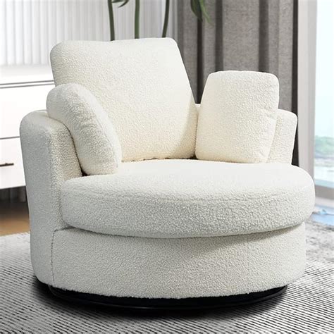 Oversized Swivel Living Room Chair With 2 Pillows Cozy