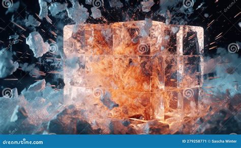 Frozen Fury A Spectacular Explosion Of An Ice Block Royalty Free Stock Image Cartoondealer
