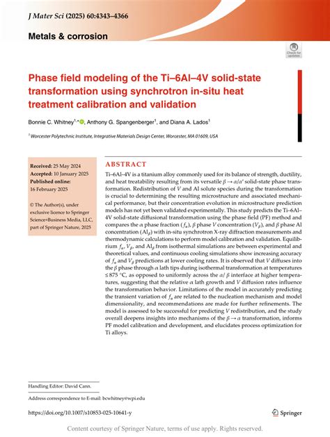 Phase Field Modeling Of The Ti6al4v Solid State Transformation Using