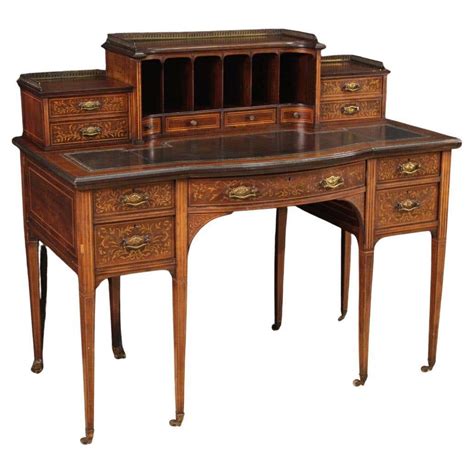 19th Century Inlaid Wood English Writing Desk 1880s For Sale At 1stdibs