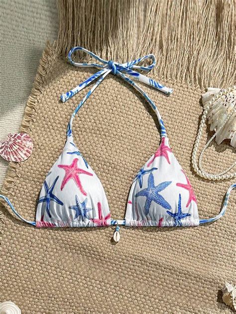 Swim Vcay 1pc Women Summer Vacation Random Seashell Print Ribbed
