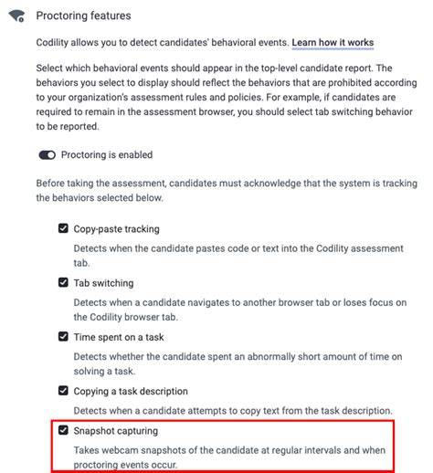 New Feature Proctoring Snapshots Codility