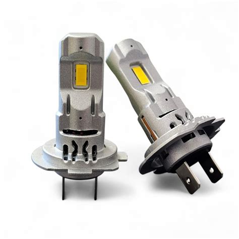 H7 Short Led Bulbs With Fan 4000k Yellow Canbus Same Size As Original