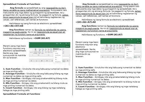 Spreadsheet Formula At Functions Pdf