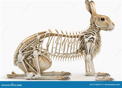 Rabbit Skeleton On White Background 3d Rendering Stock Illustration