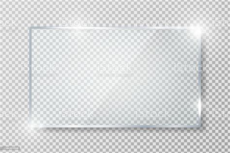 투명 한 배경에 격리 된 반사와 투명 유리 배너 빈 광택 유리 접시 현실적인 사각형 유리 프레임입니다 정사각형 3d 빛나는