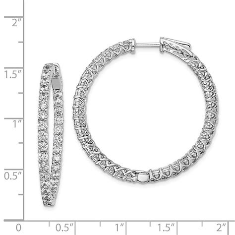 925 Sterling Silver Polished Prong Set Safety Clasp Rhodium Plated With