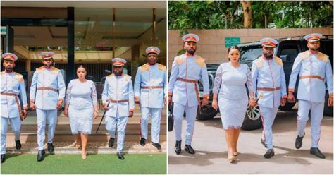 Lucy Natasha Slays In White Lace Dress Steps Out With Her Security Team Donning Matching