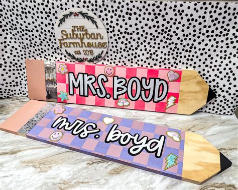 Groovy Checker Print Teacher Pencil Giant Pencil Teacher Decor