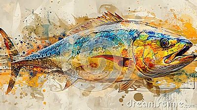 Innovative Dorado Fish Art Realistic Oil To Abstract Collage With Spice