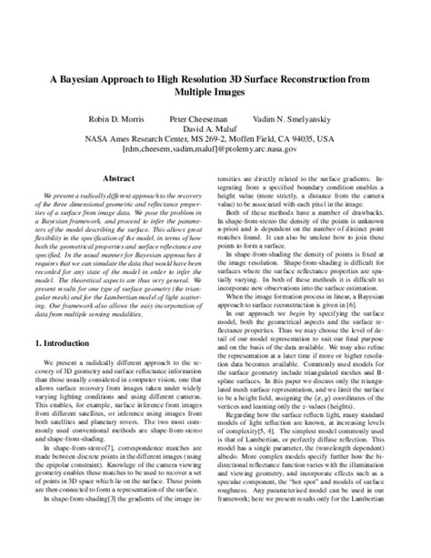 Pdf A Bayesian Approach To High Resolution 3d Surface Reconstruction