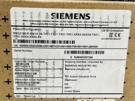 New Siemens 6gk60210as232db0 Ruggedcom Rsg2100 Warranty Ebay