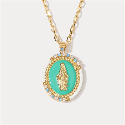 Selenichast Grace Virgin Mary Necklace Gold Virgin Mary Necklace