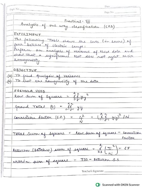 One Way Classification Pdf