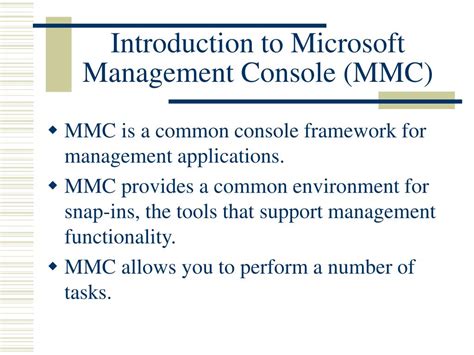 Ppt Introduction To Microsoft Management Console Mmc Powerpoint