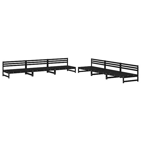 Berkfield 6 Piece Garden Lounge Set Black Solid Wood Pine