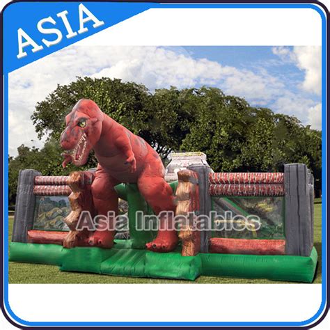 Inflatable Jurassic Park Playgroud Dinosaur Fun City With Silk Screen
