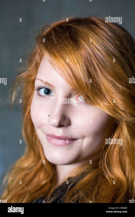 Close Up Portrait Beautiful Redhead Pale High Resolution Stock