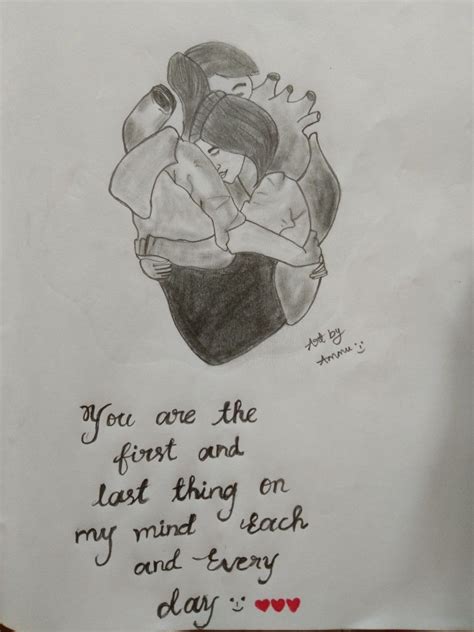 Lovely Heart Shaped Drwaing Romantic Words For Her Happy Love Quotes